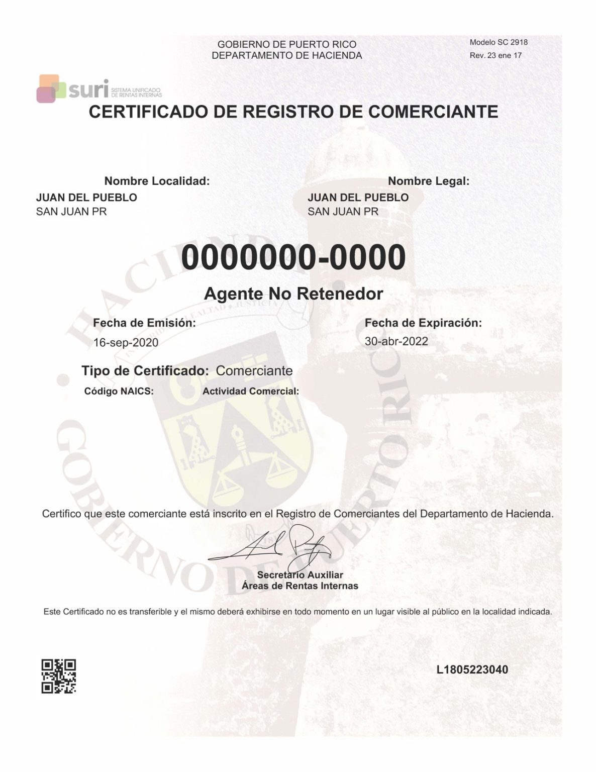 Certificado de Registro de Comerciantes » Tax al Día