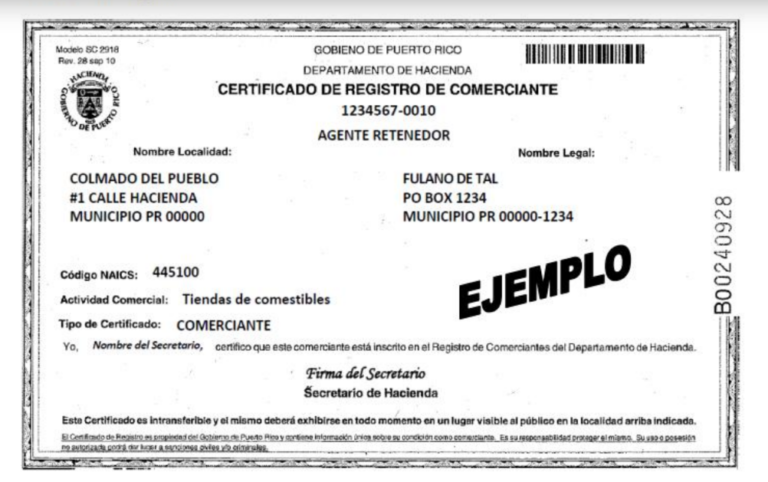 Certificado de Registro de Comerciantes » Tax al Día